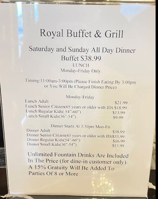 Royal Buffet & Grill Menu | The Best All You Can Eat Asian Buffet in ...