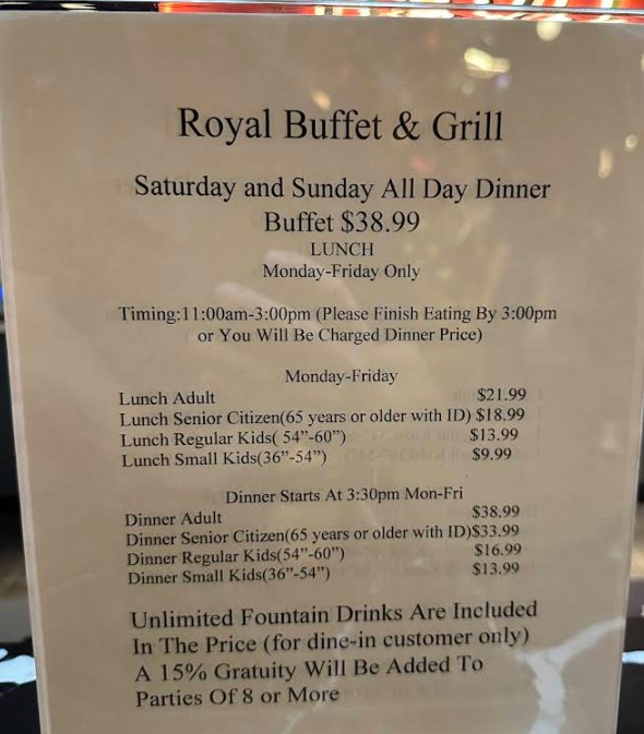 Royal Buffet & Grill Menu | The Best All You Can Eat Asian Buffet in ...
